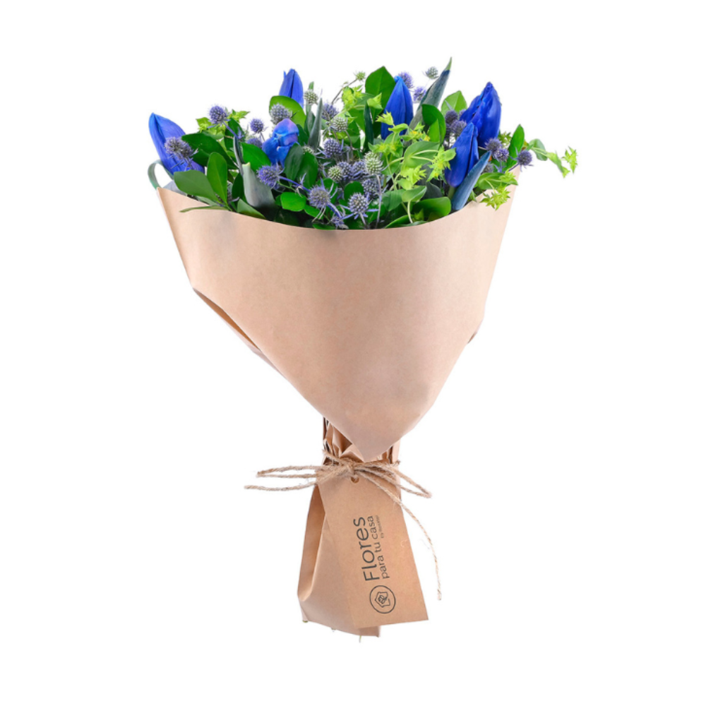 Ramo tulipanes azules y erijios | Flores Para Tu Casa
