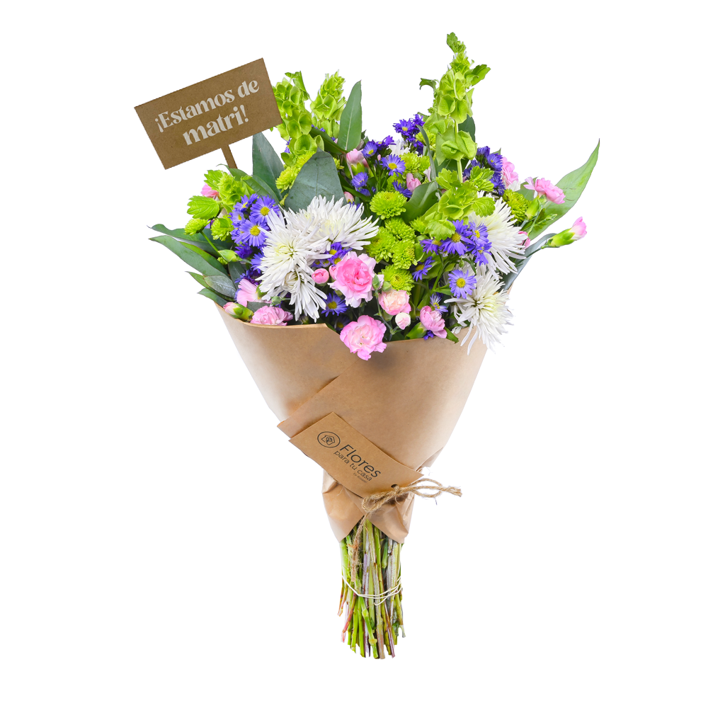 Topper Estamos de Matri y Ramo araña y vara rosa verde | Flores Para Tu ...